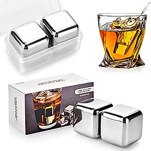 6 pcs Stainless Steel Ice Cube, Reusable Ice Wine Stone and Cooling Whiskey Stones Gift Set, Stainless Steel Ice Suitable for Freezer Storage Tray, Metal Wine Drinks Cooler,Bars,Drinks Refrigerntion.
