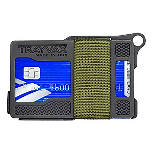 Trayvax Armored Summit Wallet, RFID Front Pocket Metal Credit Card Holder with Money Clip, Slim Minimalist Wallet for Men and Women, OD Green