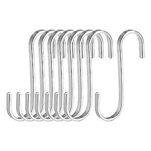 uxcell Stainless Steel S Hooks 3" Flat S Shaped Hook Hangers for Kitchen Bathroom Bedroom Storage Room Office Outdoor Multiple Uses 8pcs