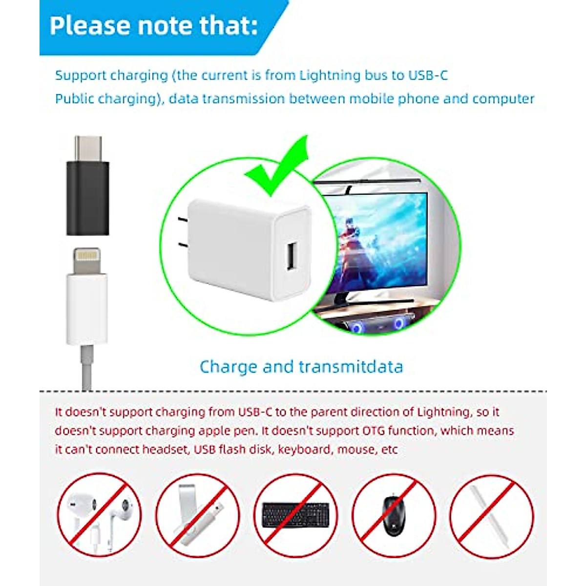 3Pack Lightning Female to USB-C Male Adapter,Type Charging for Samsung Galaxy S20 Ultra Z Flip Note S10 S9 Plus Google Pixel 5XL Compatible with Cable Converter Connector Charger LG Ipad Pro Air4 2020