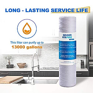 GOLDEN ICEPURE 5 Micron 10" 2.5" Whole House String Sediment Water Filter Compatible with Dupont WFPFC4002, EPW2, EPW2VC, EPW2C, WP-5, AP110, CFS110, WFPFC4002, CW-MF 4PACK