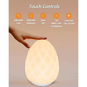 Vovoly Rechangeable Baby Night Light, Large Egg Lamp with Long lasting Battery - Multi-color Cycling- Timer &Touch Control, Battery Powered and Operated Nursery Led Light