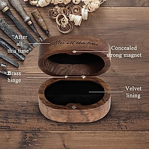 FunisFun Engagement Ring Box, Ring Bearer Box for Two Rings, Small Wooden Ring Box for Proposal/Wedding/Ceremony/Birthday/Gift, the Witness of Love (Walnut)