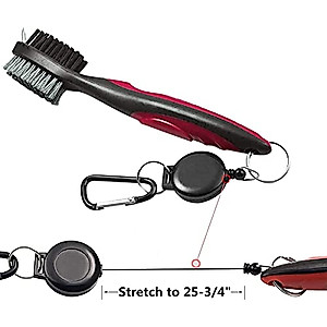 SportsGenics Golf Brush (Pack of 2) with a Golf Club Groove Sharpener - Double Sided Golf Club Cleaner - 6 Head Golf Groove Sharpener for Sharpening - Golf Club Cleaning kit - Golf Accessories