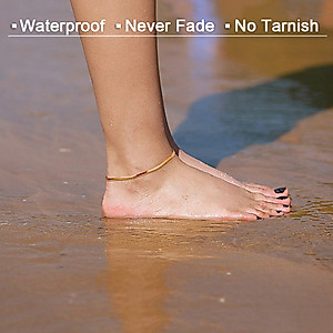 QJLE Gold Anklets for Women Waterproof,18K Gold Plated Womens Anklet Ankle Bracelets for Women Summer Beach Jewelry