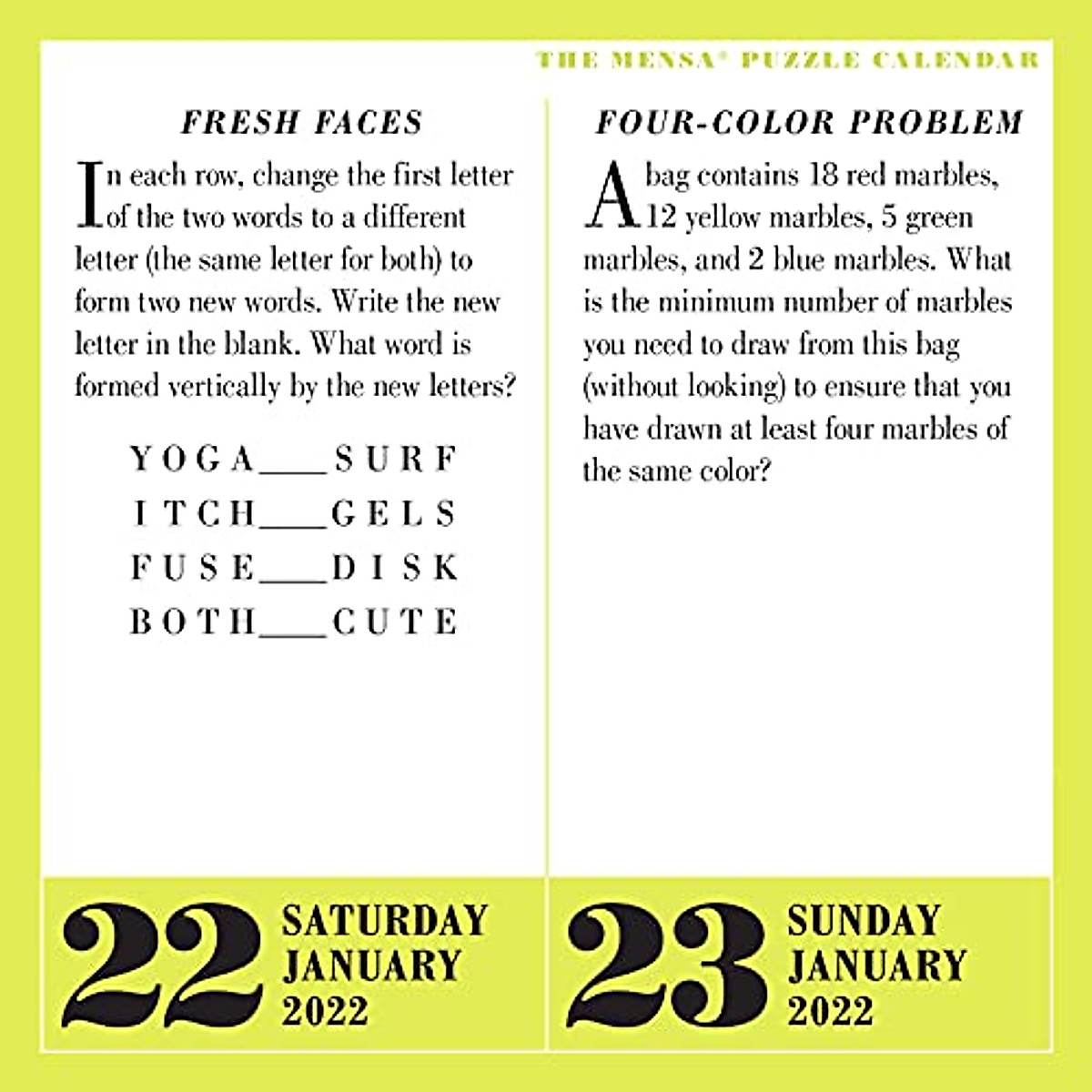 Mensa 365 Brain Puzzlers Page-A-Day Calendar 2022: A brain busting year of tough pangrams, word ladders, logic challenges, number sequences, and more.
