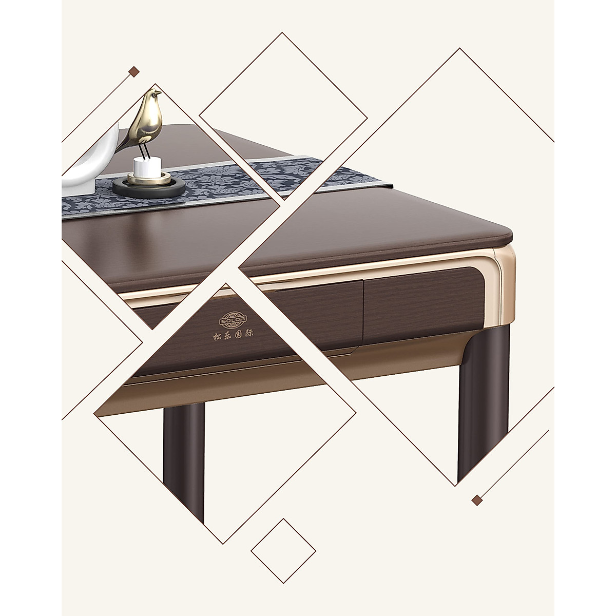 usamjtable Automatic Mahjong Table4-Legs Dining Table Style with 44mmTiles Hard Tabletop Cover Included