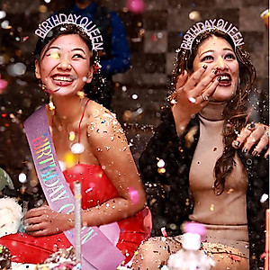 Didder Birthday Crowns for Women, Pink Birthday Queen Sash & Birthday Tiara Set, Birthday Tiara for Women Birthday Crown Princess Crown Rhinestone Birthday Girl Headband Happy Birthday Accessories