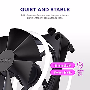 NZXT F140 RGB Duo - 140mm Dual-Sided RGB Fan – 20 Individually Addressable LED – Balanced Airflow and Static Pressure – Fluid Dynamic Bearing – PWM Control – Anti-Vibration Rubber Corners – Black