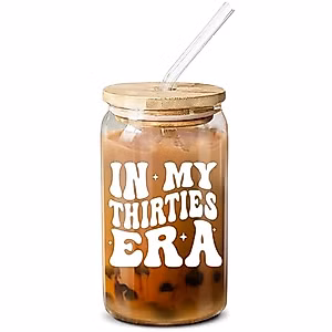 NewEleven 30th Birthday Gifts For Women - 30s Birthday Decorations For Women - 30 Year Old Gifts For Her, Women, Sister, Mom, Daughter, Best Friend - In My Thirties Era Glass - 16 Oz Coffee Glass