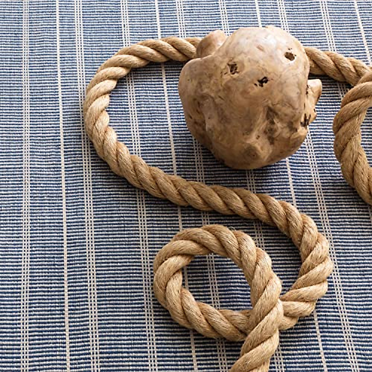 Dash & Albert Samson Navy Handwoven Indoor/Outdoor Rug, 8 X 10 Feet, Blue/Ivory Stripe Pattern