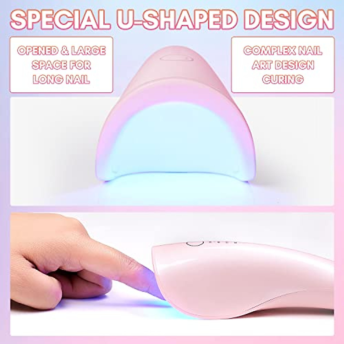 Makartt Mini UV LED Nail Lamp, Rechargeable Portable Light for Rhinestone Glue, Flash Curing Gel Polish Dryer with 2 Timers, Manicure Lamp for Nail Art