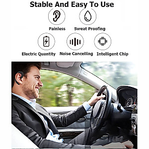 IKXO Ear Hook Bluetooth Headphones Wireless - Lightweight Single Ear Painless Noise Cancelling Earphones Waterproof with Ear Plug Charging Case 150H