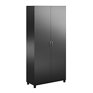 Pemberly Row Transitional 36" Utility Storage Cabinet in Black
