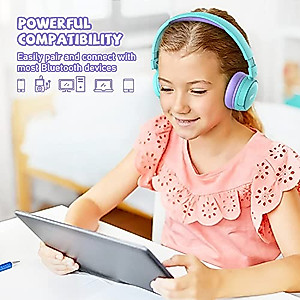 gorsun Kids Bluetooth Headphones with MIC, Children's Wireless Headphones with Microphone 85dB Volume Regulator Stereo Over-Ear Kids Headsets Earphones for Boys,Girls,Toddler,Youth