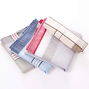 24 Pieces Cotton Men's Handkerchief Plaid Handkerchief for Men Soft Gift Set for Father Husband Boyfriend, One Size (Classic Style)