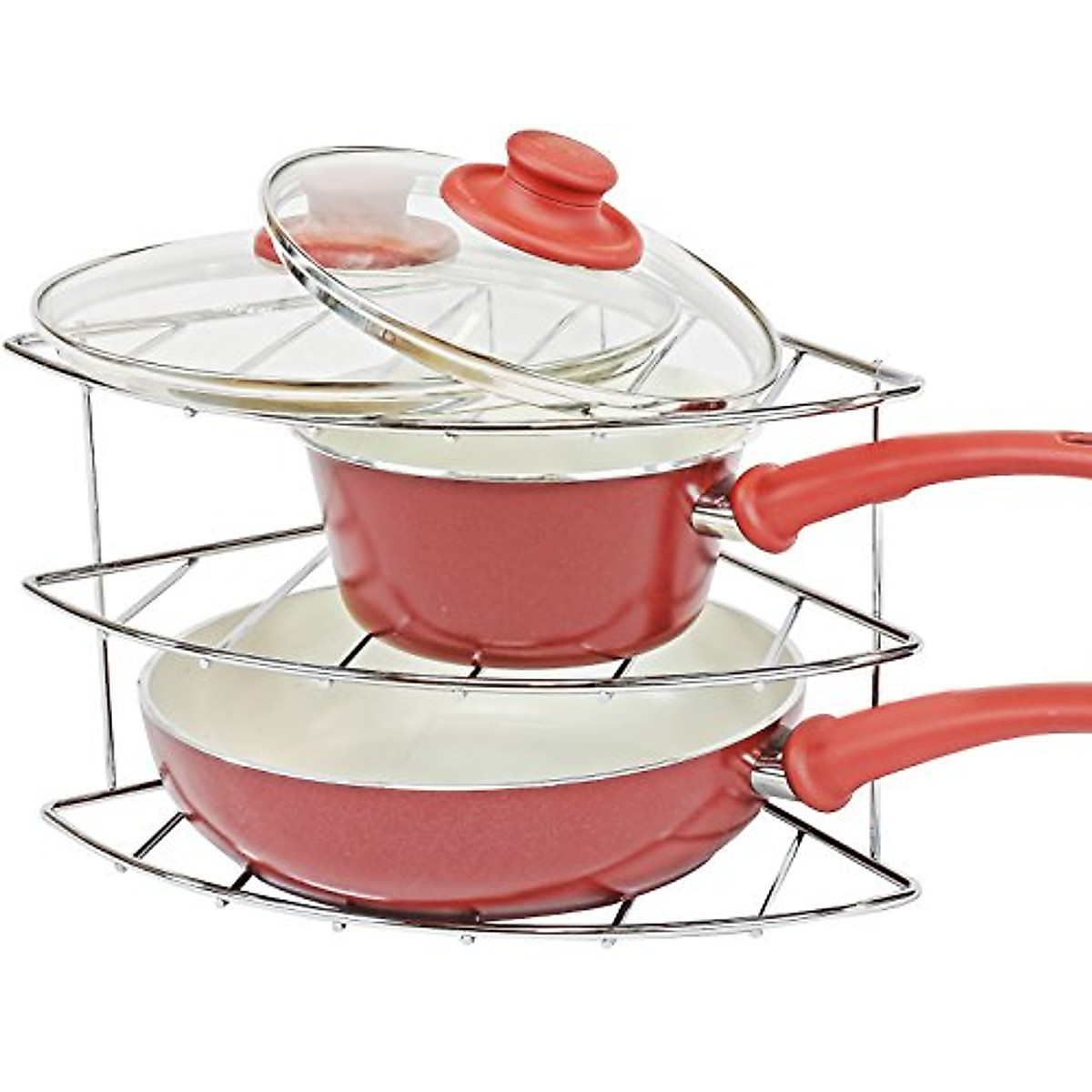 DecoBros 3-Tier Counter and Cabinet Corner Shelf Organizer, Chrome