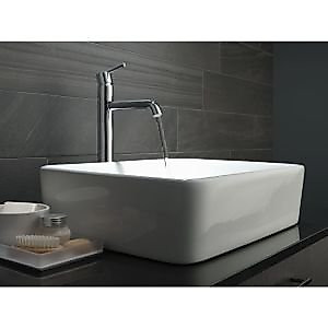 Delta Faucet Trinsic Vessel Sink Faucet, Single Hole Bathroom Faucet, Single Handle Bathroom Sink Faucet Brushed Nickel, Waterfall Faucet, Diamond Seal Technology, Stainless 759-SS-DST