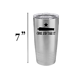 Rogue River Tactical Come and Take It Gonzales Texas Flag 20 Oz. Stainless Steel Travel Tumbler Mug Cup w/Lid Vacuum Insulated Hot or Cold