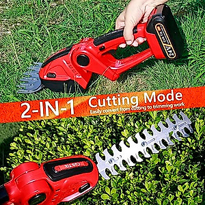 Cordless Grass Shear & Hedge Trimmer Handheld Shrub Grass Trimmer Grass Cutter Electric Hedge Shear with Battery and Charger