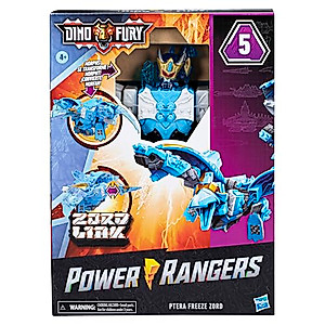 Power Rangers Dino Ptera Freeze Zord for Kids Ages 4 and Up Morphing Dino Robot Zord with Zord Link Mix-and-Match Custom Build System