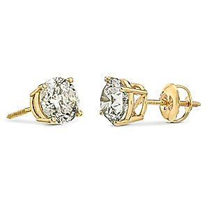 Amazon Essentials 14k Yellow Gold Round-Cut Diamond Stud Earrings (2cttw, J-K Color, I2-I3 Clarity) (previously Amazon Collection)