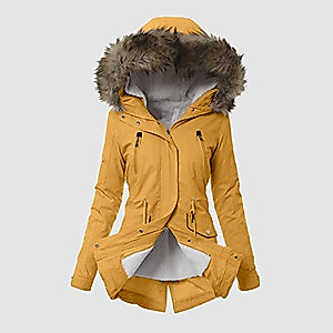 Winter Jacket with Hood Winter Coats for Women Waterproof Hooded Warm Winter Coat Quilted Thicken Puffer Jacket with Removable Hood Sweaters Tops for Work for Women Fall Hoodies for Women Blouses