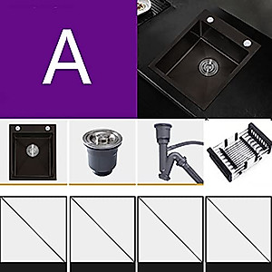 BybAgs Faucets Sink, Stainless Steel Dish Sink, Balcony Small Single Bowl Sink, Copper Hot and Cold Single Hole Faucet/a/45 * 30 * 22Cm