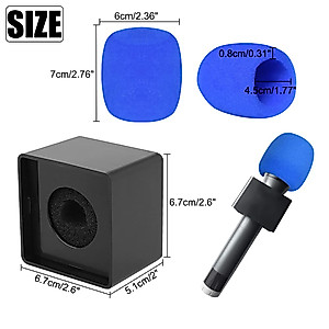 RETON 2 Pack Microphone Flag Station Square Cube Shaped Interview Mic Logo, Black ABS Mic Flag Microphone Accessories for Reporter KTV Host, with 10 Pcs Microphone Foam Cover