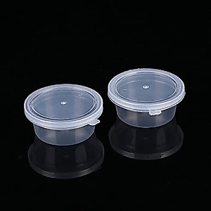 UUYYEO 24 Pcs Clear Plastic Slime Storage Containers Foam Ball Storage Cups Round Plastic Boxes Small Transparent Jars with Lids Craft Making Supplies