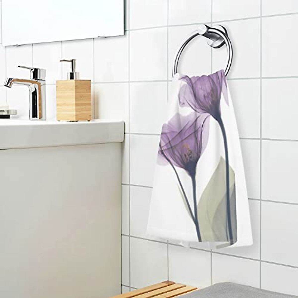 senya Towels Cotton Hand Towels Pack of 2, Lavender Hope Flowers Ultra Soft Highly Absorbent Towels for Bathroom, 16x28 Inches