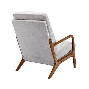 i-POOK Mid-Century Modern Chair, Accent Arm Chair with 3.94" Thick Removable Cushion, Wood Frame Chair for Living Room, Reading Room, Lounge, Beige
