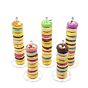 Acrylic Donut Stands Display, Clear Bagels Doughnut Holder for Wedding Birthday Party Treat, 5 pieces