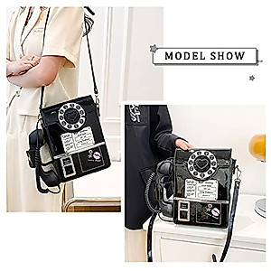 KUANG! Women Reflective Fashion Telephone Shaped Shoulder Bag Ladies Novelty Microphone Crossbody Bag Chain Purse for Girls