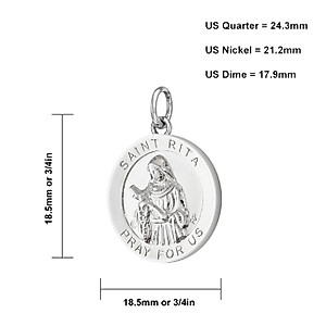 US Jewels New Polished 3/4in 0.925 Sterling Silver Saint St Rita Round Medal Pendant