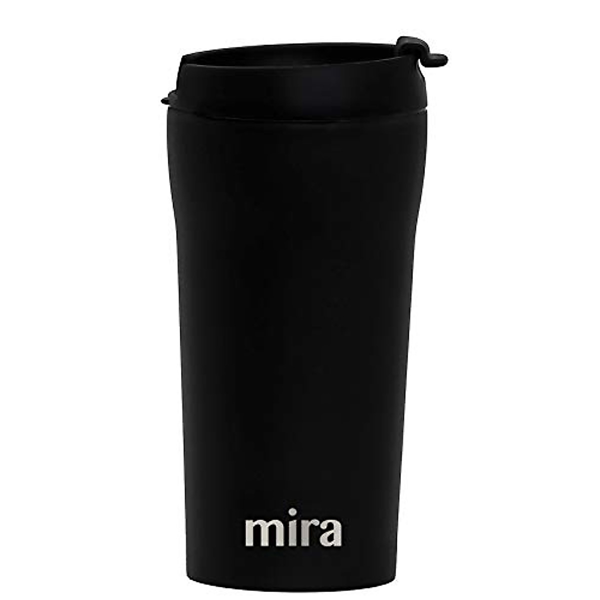 MIRA 16 oz Stainless Steel Insulated Travel Mug with lid - Spill Proof Vacuum Insulated Car Tumbler Cup for Coffee & Tea - Thermos Keeps Drinks Steaming Hot or Ice Cold - Black
