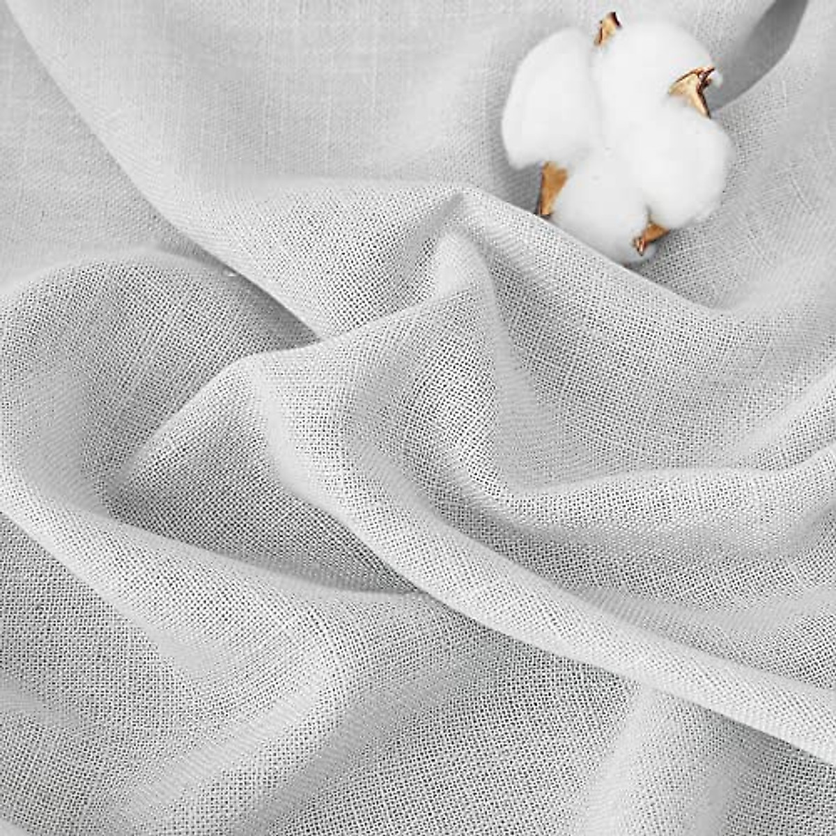 RYB HOME Grey Sheer Curtains - Linen Curtains Grommet Window Curtain Drapes Light Airy Semi Sheers for Bedroom Patio Living Room Patio Door, Wide 52 x Long 84 inch, 2 Panels, Dove Grey