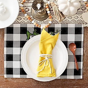 GEEORY Fall Placemats, 12x18 Inch Set of 4 Buffalo Plaid Check Pumpkins Table Decoration for Kitchen Dining, Indoor & Outdoor Dinner Party (Orange Pumpkin) GP085-18