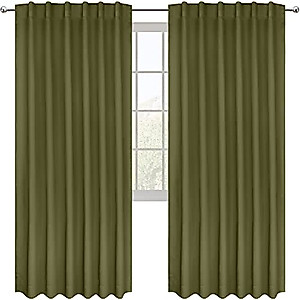 Utopia Bedding Curtain for Bedroom - Rod Pocket Blackout Curtains 84 Inch Length 2 Panels Set - Thermal Curtains & Drapes for Living Room, Bedroom, 52W x 84L Inches, Olive