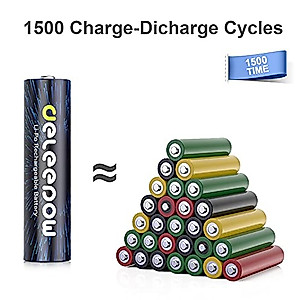 Deleepow Rechargeable AA Batteries, 1.5V 3400mWh High Capcity Lithium AA Battery 4 Pack 1500 Cycles Long Lasting Double A Battery