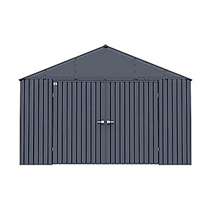 Arrow Shed Elite 12' x 12' Outdoor Lockable Gable Roof Steel Storage Shed Building, Anthracite