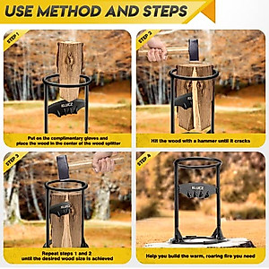 KLUCZ Kindling Splitter, Manual Lightweight Log Splitter, High-Carbon Steel Splitter, Quick & Sturdy Wood Splitter, Safe Firewood Splitter for Home & Campsite Tool