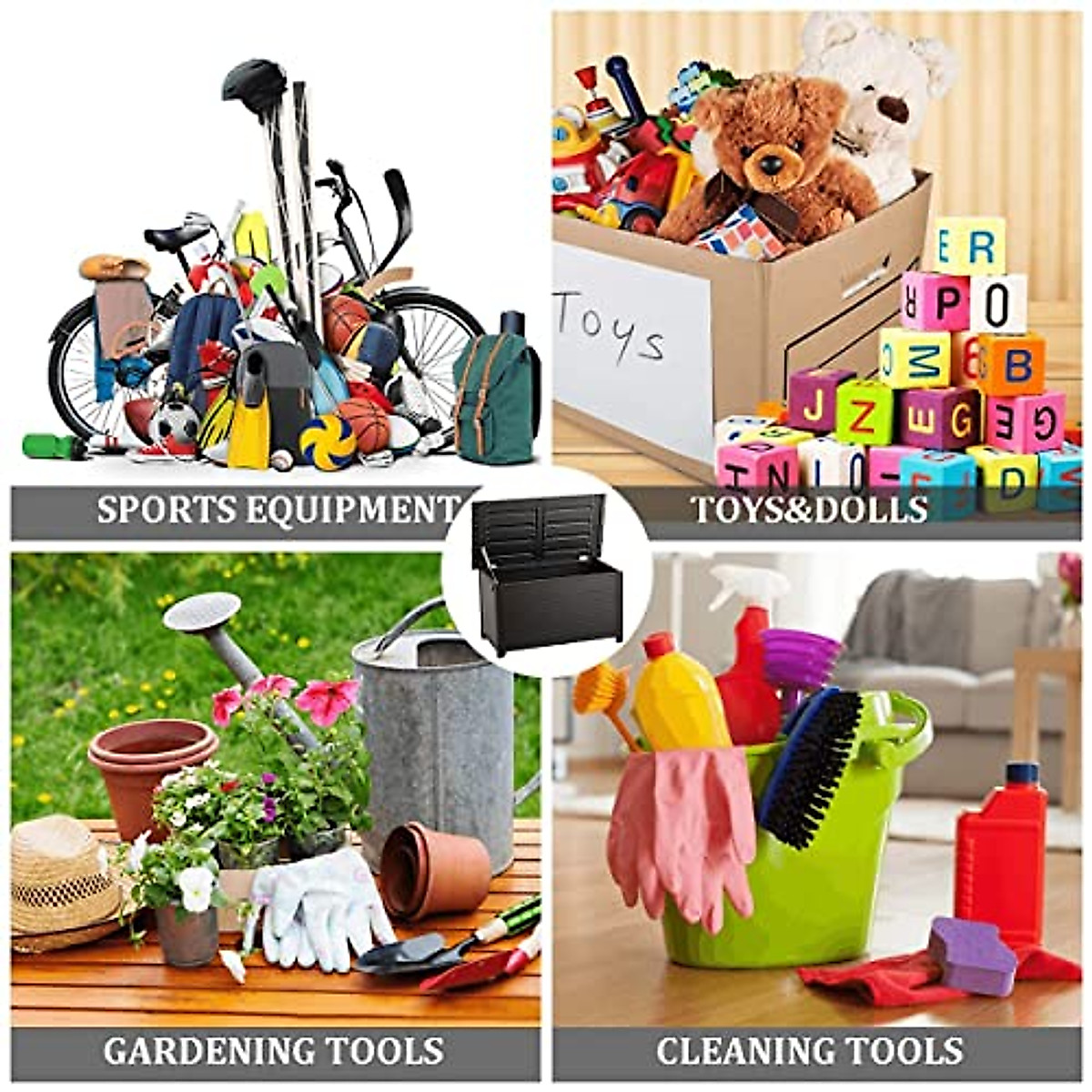 TECSPACE 100KG bearing capacity, swimming pool/indoor/outdoor storage box ，100% Aluminum Deck Box Outdoor/Indoor Storage Box Waterproof,Japanese Environmental Spray &Sun Protection Technology,Black Patio Storage Box For Cushion,Garden Tools,Pool Toys