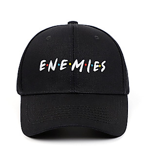 YUNXIBASECAP Men and Women Hip-hop Letter Cap Black Fashion Adjustable Dad Hat NEEnemies Embroidery Baseball Cap(Black)