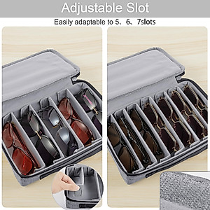 Bukere Travel Sunglasses Organizer Case, Adjustable Slot For Multiple Pairs, Portable Eyeglasses Storage Box for Men Women