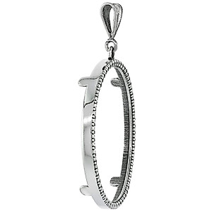 Sterling Silver Mexican Cien Pesos Bezel 39 mm Coins Prong Back Illusion Edge Coin NOT Included