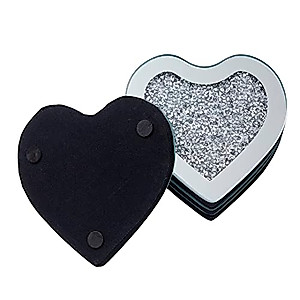 4 Pcs Glass Crystal Coaster,Diamond Mirror Coaster,Silver Luxury Cup Mat,Desktop Advanced Decoration (Heart 4x4in)