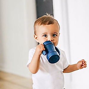 Green sprouts Sprout Ware Sip & Straw Cup made from Plants | Non-toxic Plant-based Plastic Transition Sippy Cup without BPA, BPS, BPF | Soft Silicone Spout and Straw | Easy-grip Handles