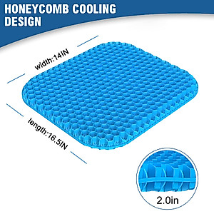 remedic Gel Seat Cushion - Double Thick Incontinence Non-Slip Pad Chair Cushion Breathable Honeycomb Pressure Wheel Design Moisture Proof Machine Washable Fabric Cover Grey
