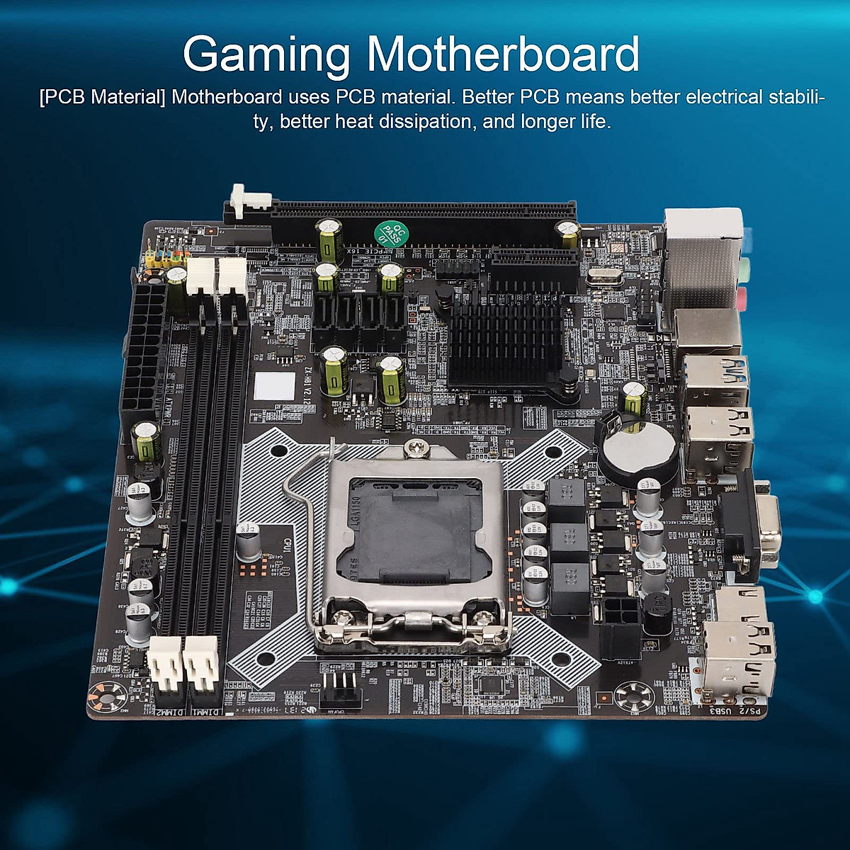 Gaming Motherboard, CPU LGA 1150 Socket Computer Motherboards, DDR3 1600/1333/1066 MHz Memory, Integrated Chip Sound Card, Network Card, Gaming Mainrboard for Desktop Computers